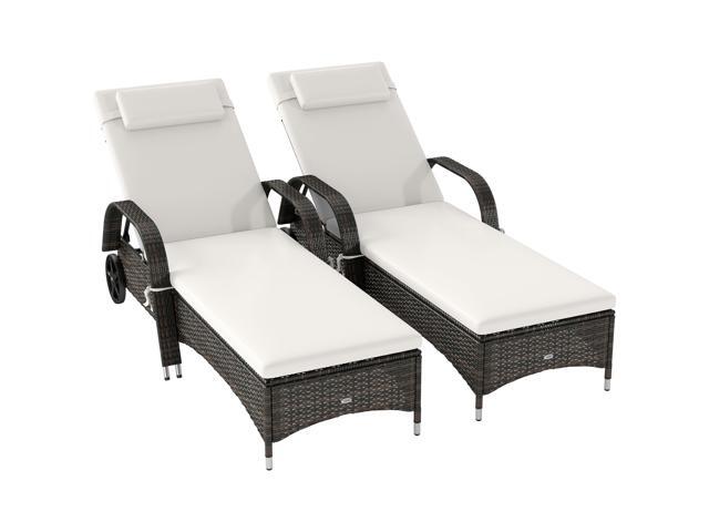 Click here for Aosom 2 Reclining Chaise Lounge Chairs  Rolling Ou... prices