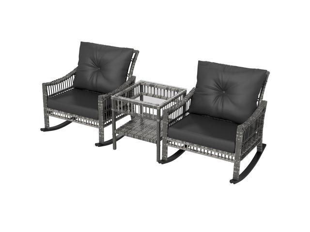 Click here for Aosom 3 Piece Outdoor PE Rattan Rocker Chair Set... prices