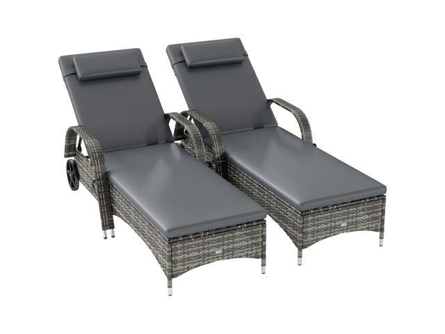 Click here for Aosom 2 Reclining Chaise Lounge Chairs  Rolling Ou... prices