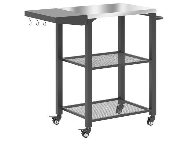 Click here for Aosom Three-Shelf Outdoor Grill Cart Table with Fo... prices