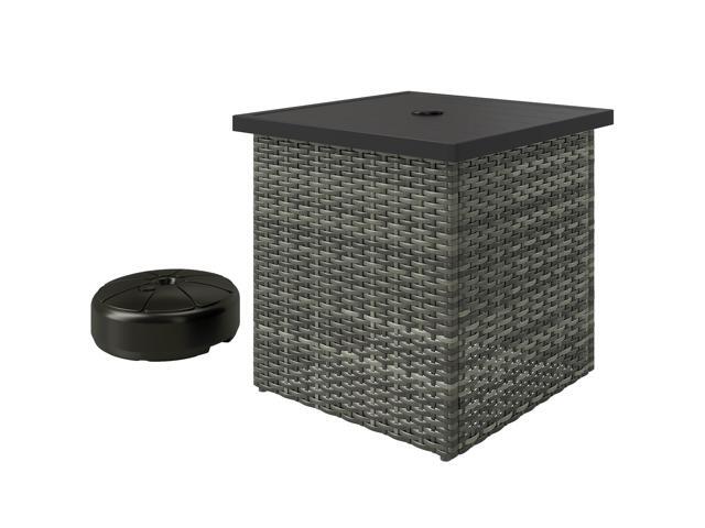 Click here for Aosom Wicker Side Table with 1.5 Umbrella Hole  Sq... prices