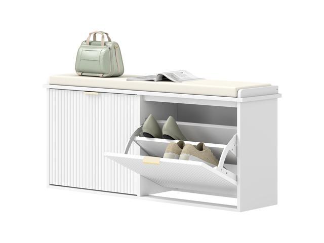Click here for Aosom Shoe Storage Bench with Padded Seat Cushion... prices