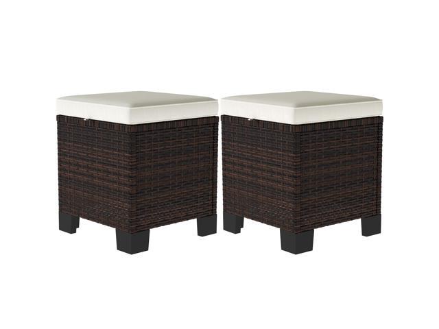 Click here for Aosom 2 Piece Wicker Outdoor Ottomans with Cushion... prices