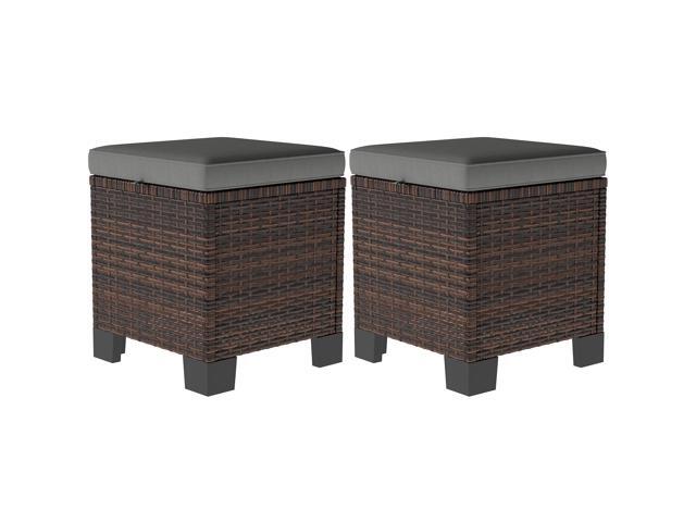 Click here for Aosom 2 Piece Wicker Outdoor Ottomans with Cushion... prices