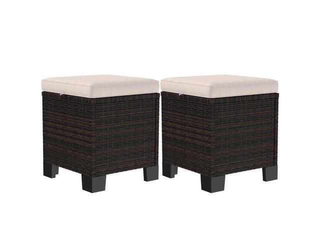 Click here for Aosom 2 Piece Wicker Outdoor Ottomans with Cushion... prices