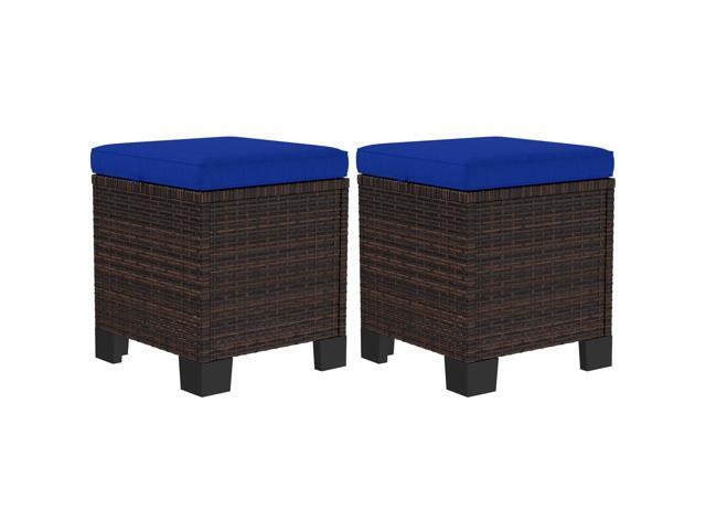 Click here for Aosom 2 Piece Wicker Outdoor Ottomans with Cushion... prices