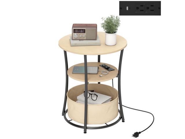 Click here for Aosom Round Side Table with Charging Station  3-Ti... prices