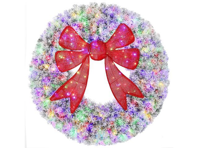 Click here for Aosom 60in Flocked Pre-Lit Christmas Wreath with 3... prices