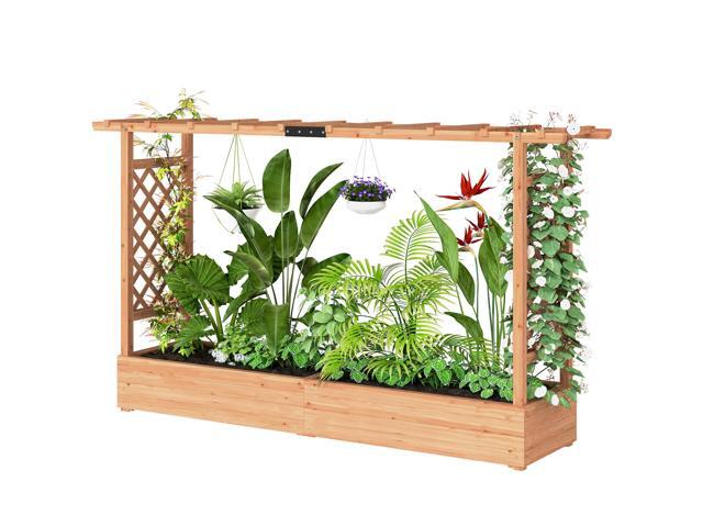 Click here for Aosom Wooden Planter Box with Trellis  Hanging Roo... prices