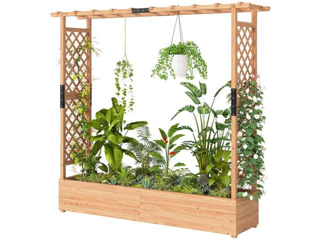 Click here for Aosom Wooden Planter Box with Trellis  Hanging Roo... prices