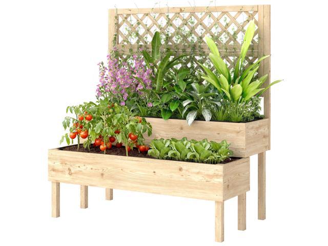 Click here for Aosom 2-Tier Raised Garden Bed with Trellis  Eleva... prices