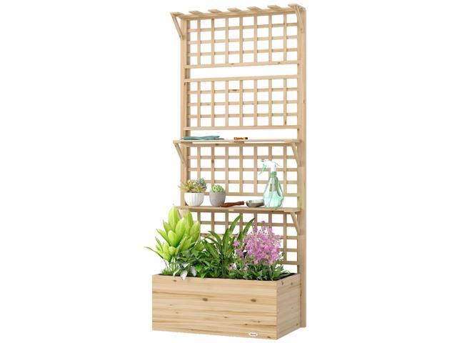Click here for Aosom Wooden Raised Garden Bed with Trellis and Ro... prices