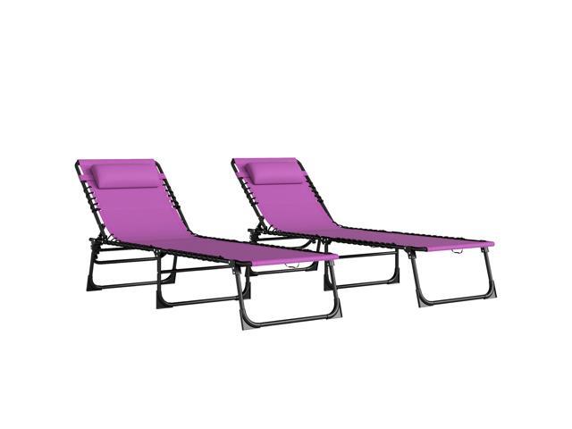 Click here for Aosom 2 Folding Chaise Lounge Pool Chairs with 4-P... prices