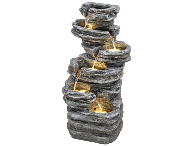 Click here for Aosom 40 Tall Outdoor Waterfall Fountain with LED... prices