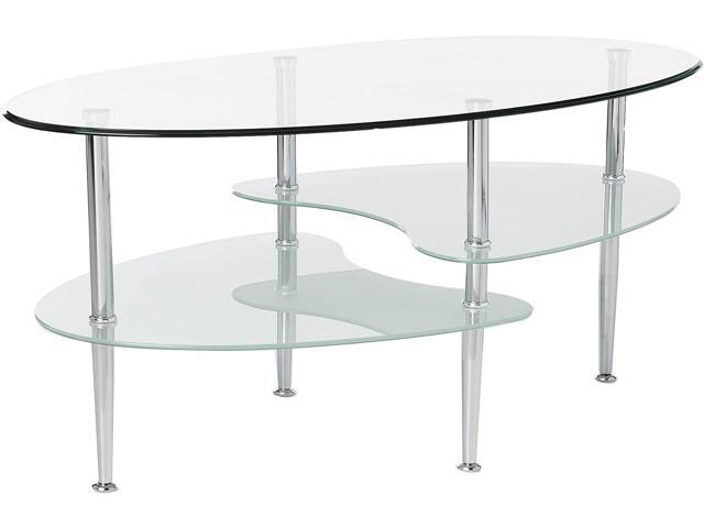 Click here for Walker Edison Modern Oval Glass Coffee Table Livin... prices