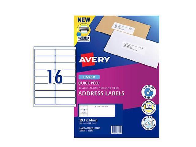Click here for Label Avery Laser Retail Pack (20pk) - 16/sheet prices