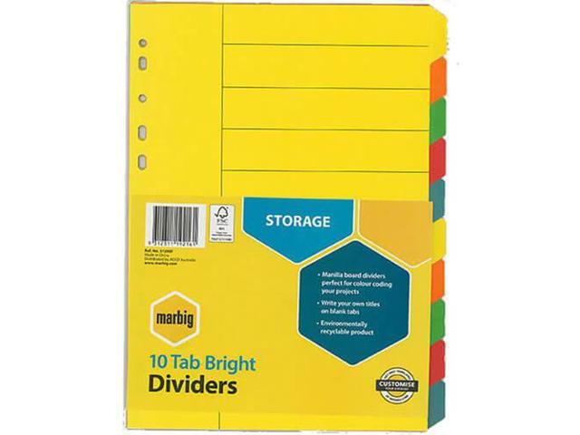 Click here for Marbig Manilla Bright Dividers (A4) - 10 Tab prices