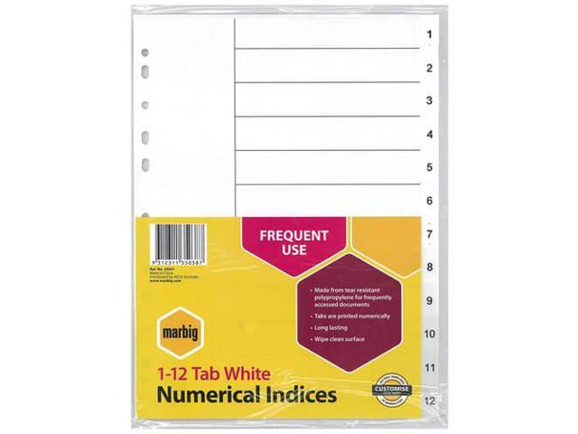 Click here for Marbig Numerical Indices & Dividers A4 (White) - 1... prices