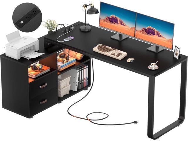 Click here for Homieasy L Shaped Desk with File Cabinet & Power O... prices