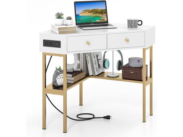 Click here for Tangkula Corner Desk with 2 Drawers & Built-in Cha... prices