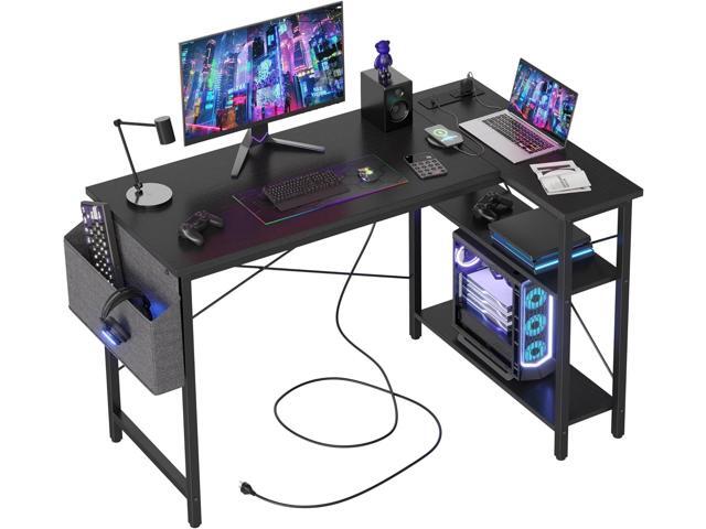 Click here for TIQLAB L Shaped Computer Desk with Power Outlets... prices