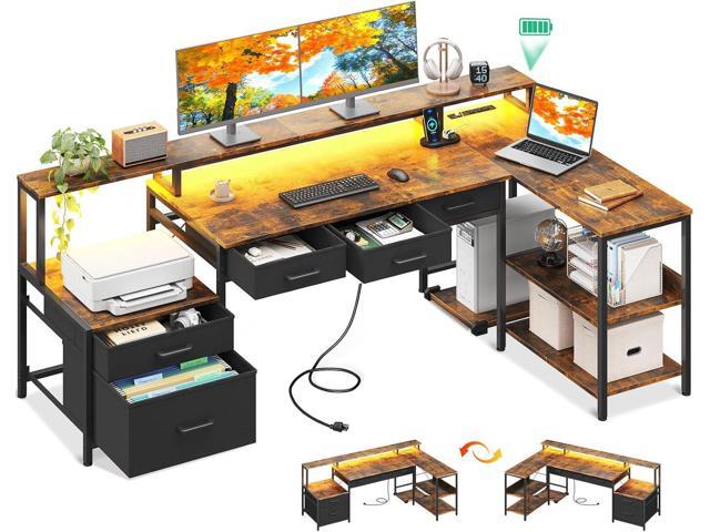 Click here for AODK L Shaped Desk with 5 File Drawers  66 Reversi... prices