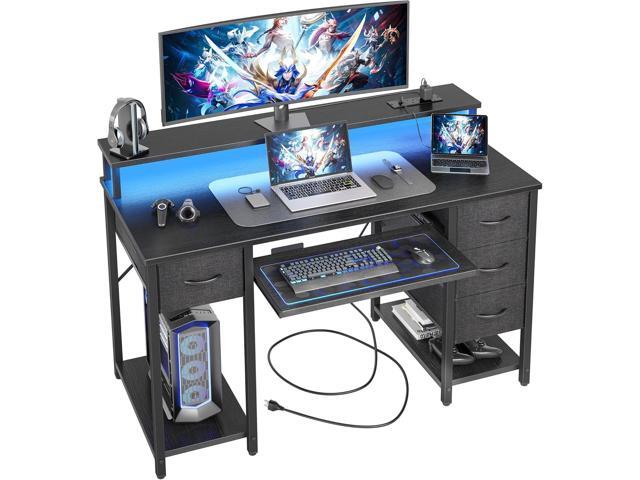 Click here for TIQLAB Computer Desk with Drawers and Power Outlet... prices