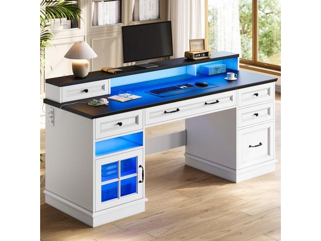 Click here for Farmhouse Executive Desk with Drawers Computer Des... prices