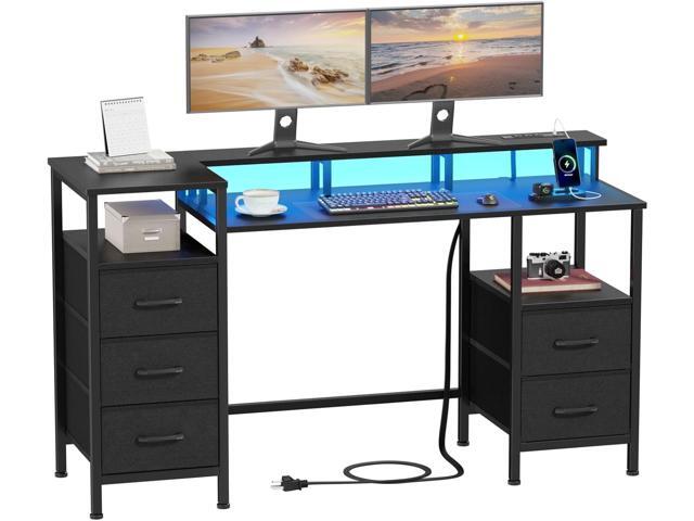 Click here for Computer Desk with Power Outlets & LED Lights  Rev... prices