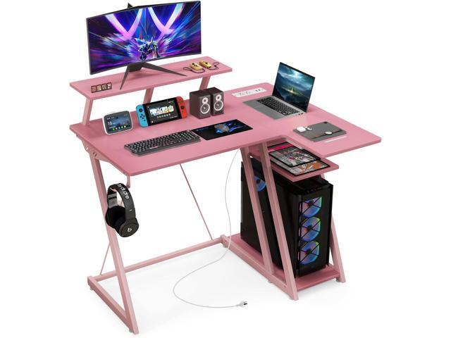 Click here for Tangkula L Shaped Gaming Desk with Power Outlets... prices