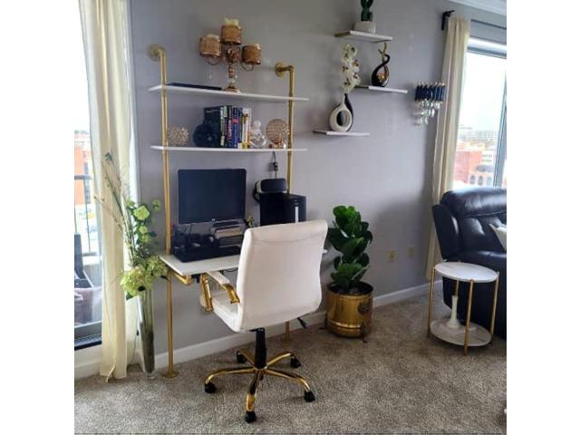 Click here for MAIKAILUN White and Gold Desk  36 Ladder Desk  Wal... prices