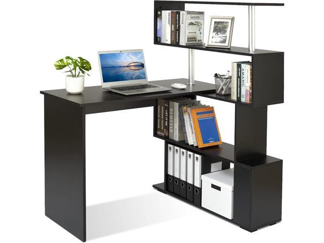 Click here for 41.7 L Shaped Desk with 4-Tier Storage Shelves  Co... prices