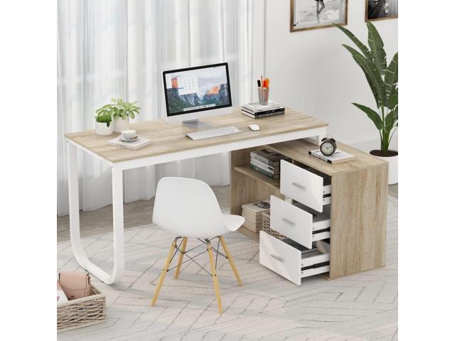 Click here for FUFU & GAGA 55.1 Large L-Shaped Office Desk with 4... prices