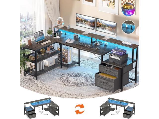 Click here for Aheaplus L Shaped Desk with Power Outlet  Reversib... prices