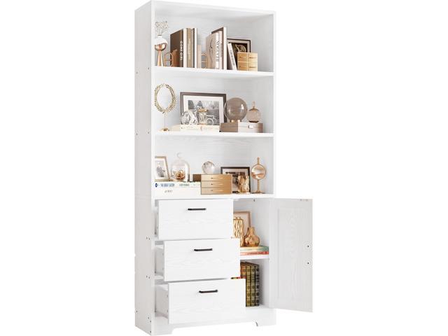 Click here for IRONCK Bookshelf with Door and 3 Drawers  71in Tal... prices