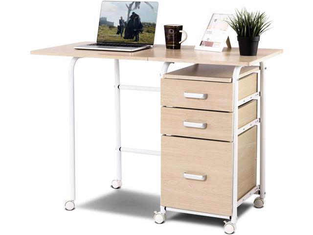 Click here for Tangkula Folding Computer Desk with 3 Drawers  Mob... prices