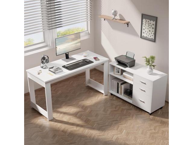 Click here for MU 55inch White L Shaped Desk  Corner Computer Des... prices