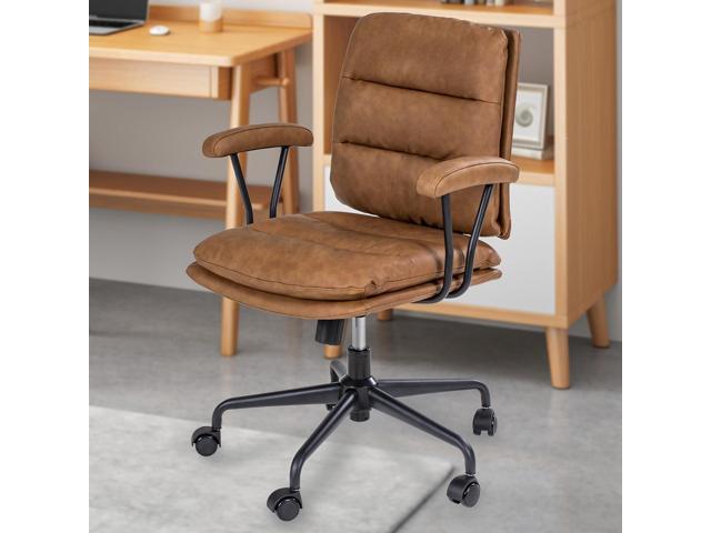 Click here for Brown Office Desk Chair  PU Leather Chair with Lum... prices