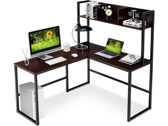 Click here for Tangkula Reversible L-Shaped Desk with Hutch  Spac... prices