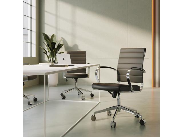 Click here for Mid-Century Modern Black Leather Office Chair with... prices