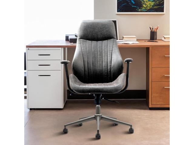 Click here for Mid Century Modren Office Chair - Fuax Leather Sue... prices