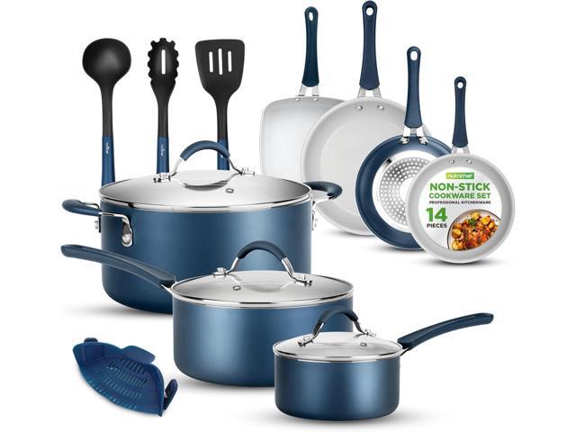 Click here for NutriChef 14-Piece Navy Blue Cookware Set - Durabl... prices
