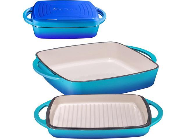 Click here for Bruntmor 2-in-1 Pre-Seasoned Square Cast Iron Dutc... prices