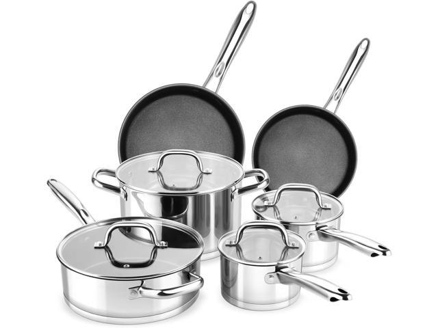 Click here for P & P CHEF 10 Pcs Stainless Steel Pots and Pans Se... prices
