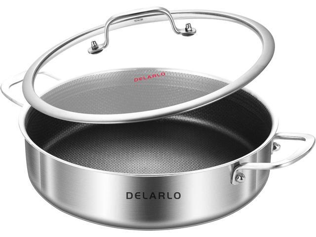 Click here for DELARLO Frying Pan 12 inch Skillet with lid Tri-Pl... prices