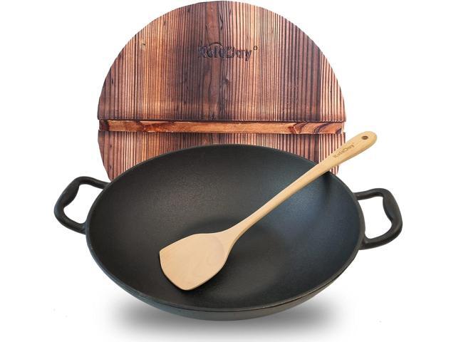 Click here for 14 Inch Cast Iron Wok with Lid  Non Stick  Pre-Sea... prices