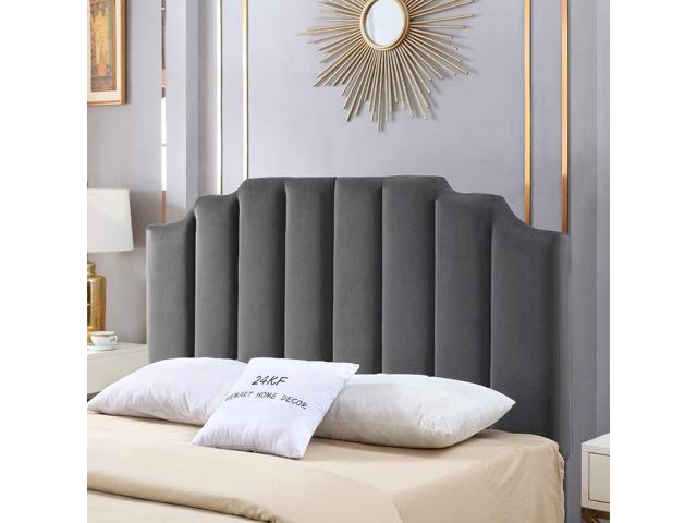 Click here for 24KF Dark Gray Velvet Upholstered Queen Size Headb... prices
