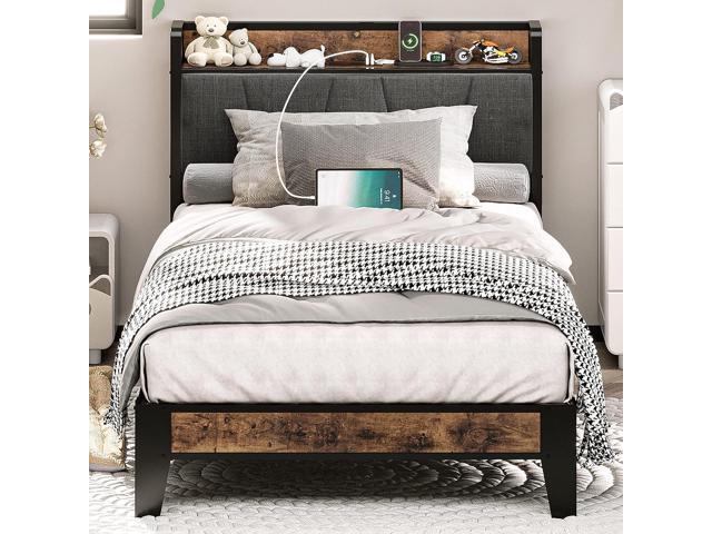 Click here for LIKIMIO Twin Bed Frames  Storage Headboard with Ch... prices
