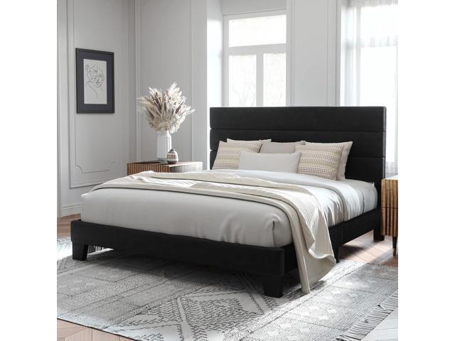 Click here for Allewie King Size Platform Bed Frame with Velvet U... prices