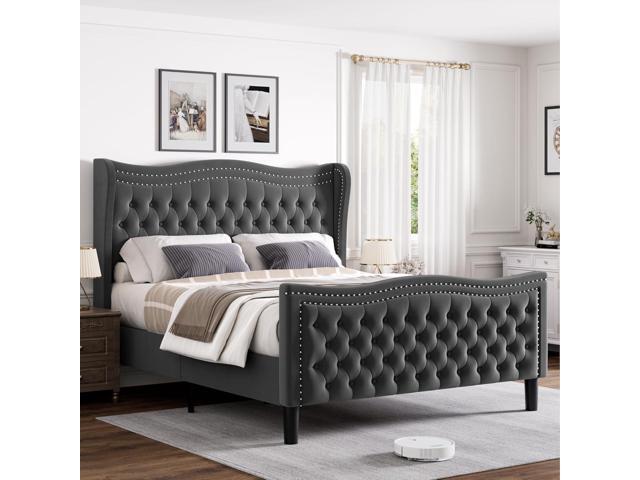 Click here for Queen Bed Frame  52 Headboard Upholstered Bed with... prices
